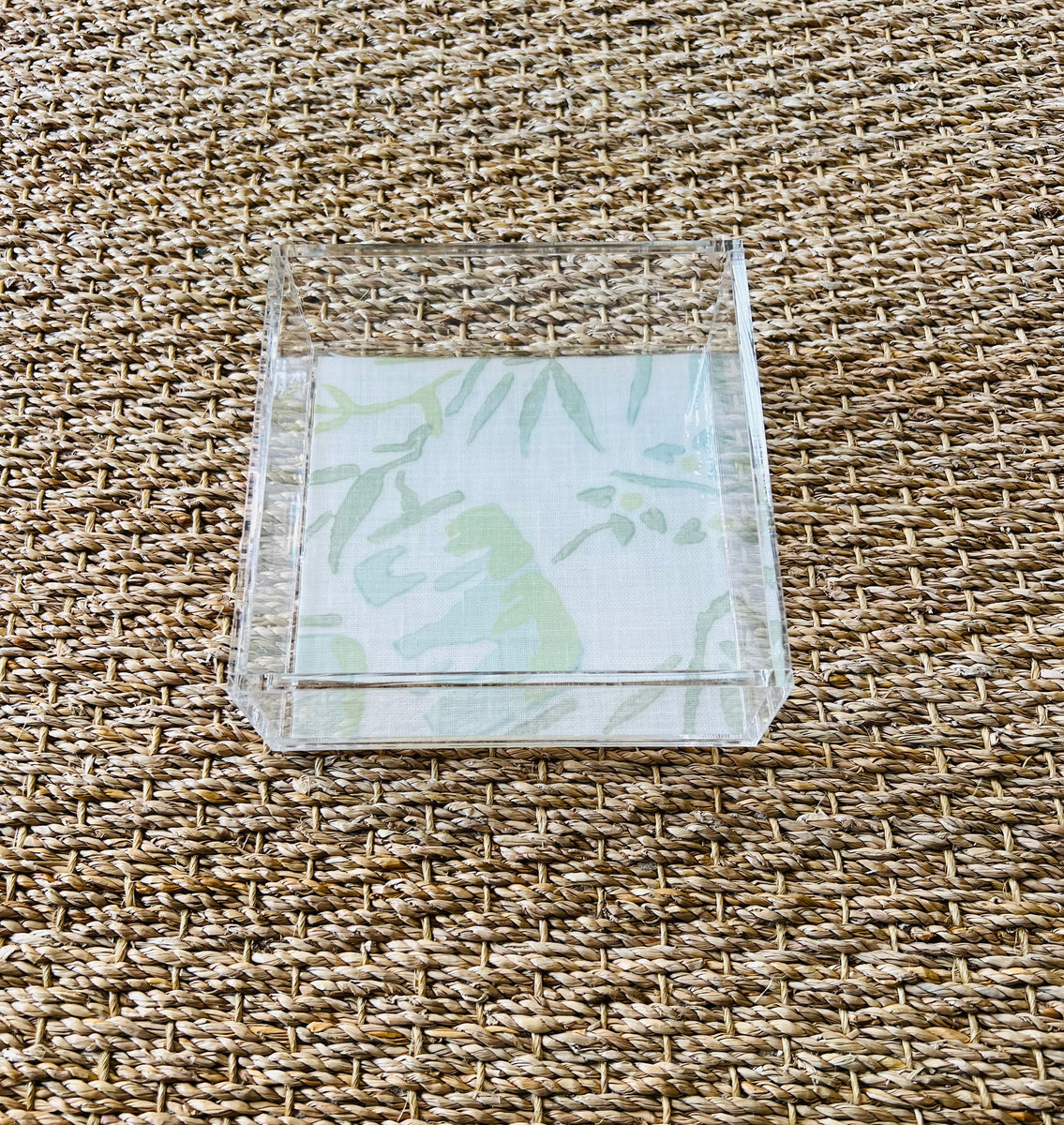 Square Acrylic Tray with Laminated Fabric - "Sumi" in Pale Aqua ...